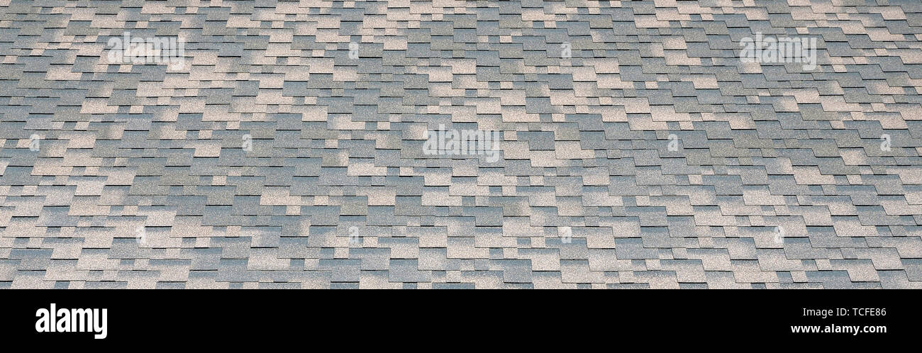 Flexible shingles of bitumen roofing surface. Background mosaic texture ...