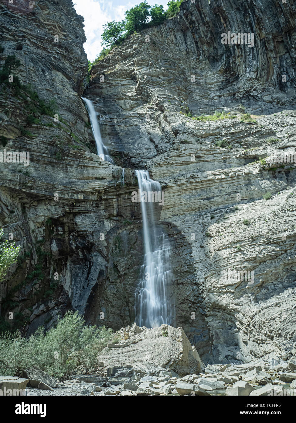 Two waterfalls in Broto, spanish Pyrenees in Huesca Stock Photo - Alamy
