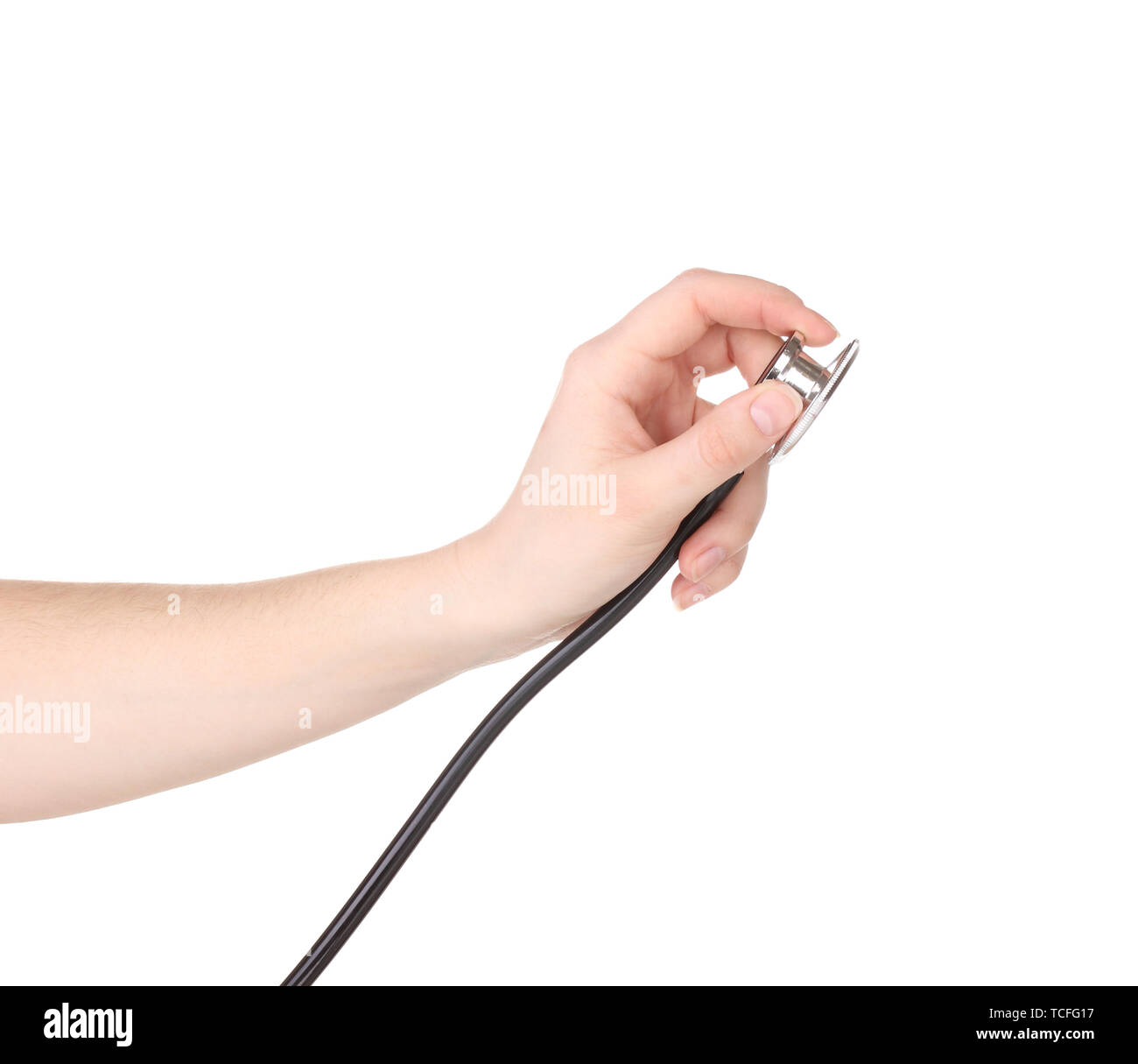 Doctor hand with stethoscope isolated on white Stock Photo - Alamy