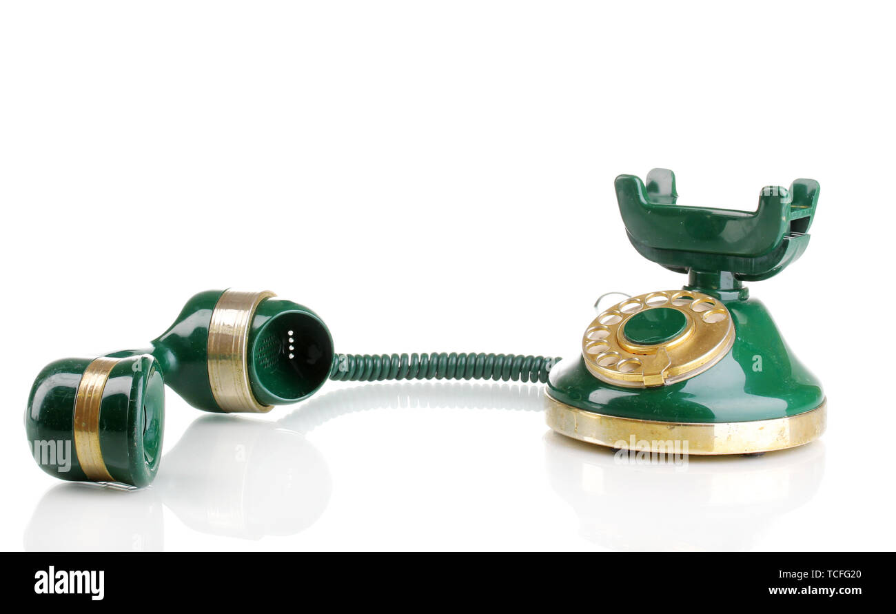Retro phone isolated on white Stock Photo - Alamy