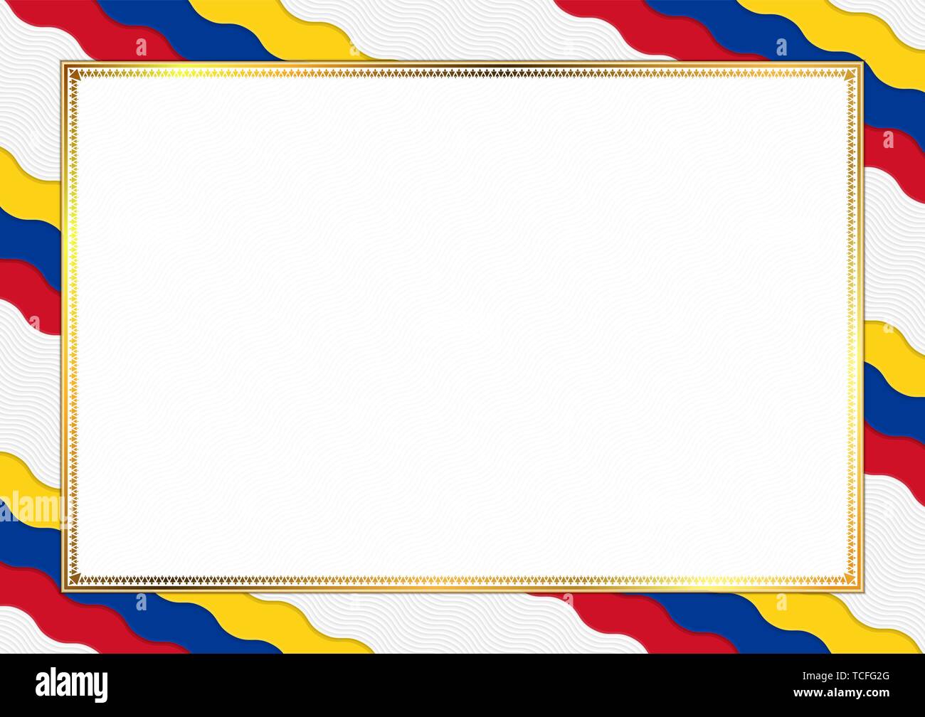 Border made with Colombia national colors. Template elements for your ...