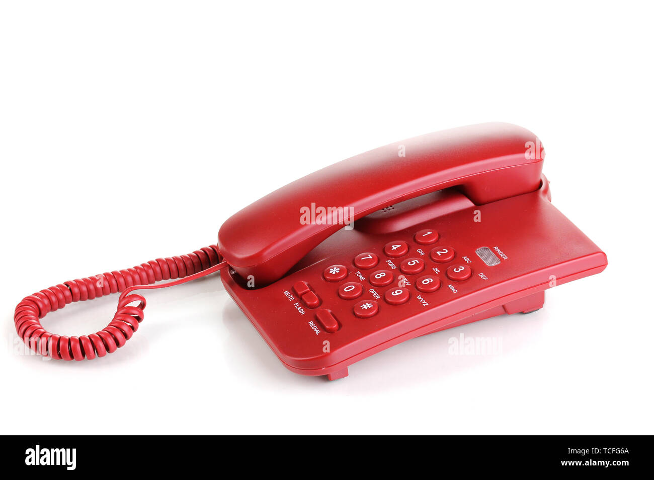 Red phone isolated on white Stock Photo - Alamy