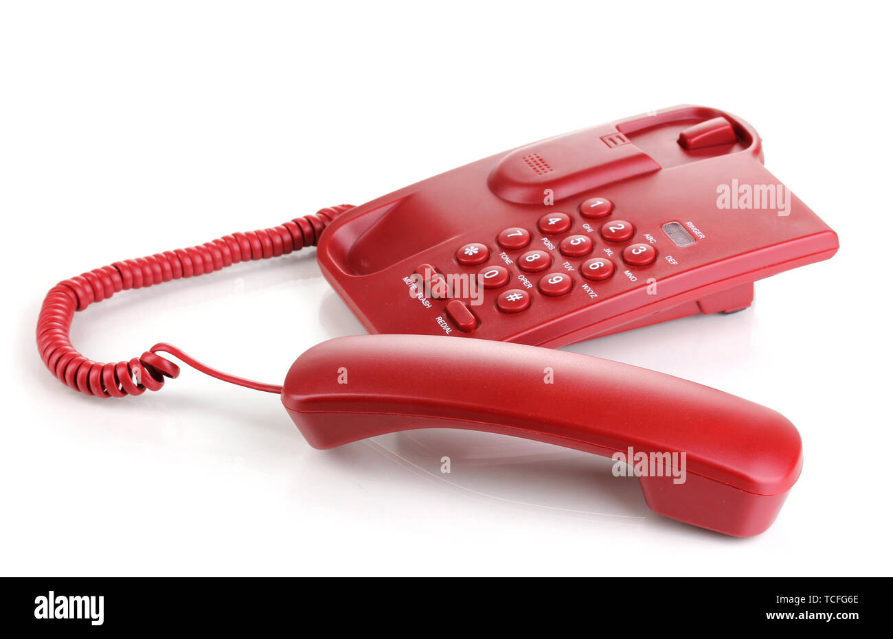 Red phone isolated on white Stock Photo - Alamy