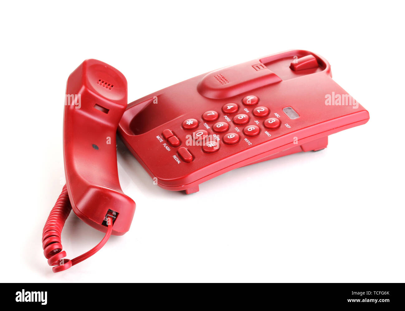 Red phone isolated on white Stock Photo - Alamy