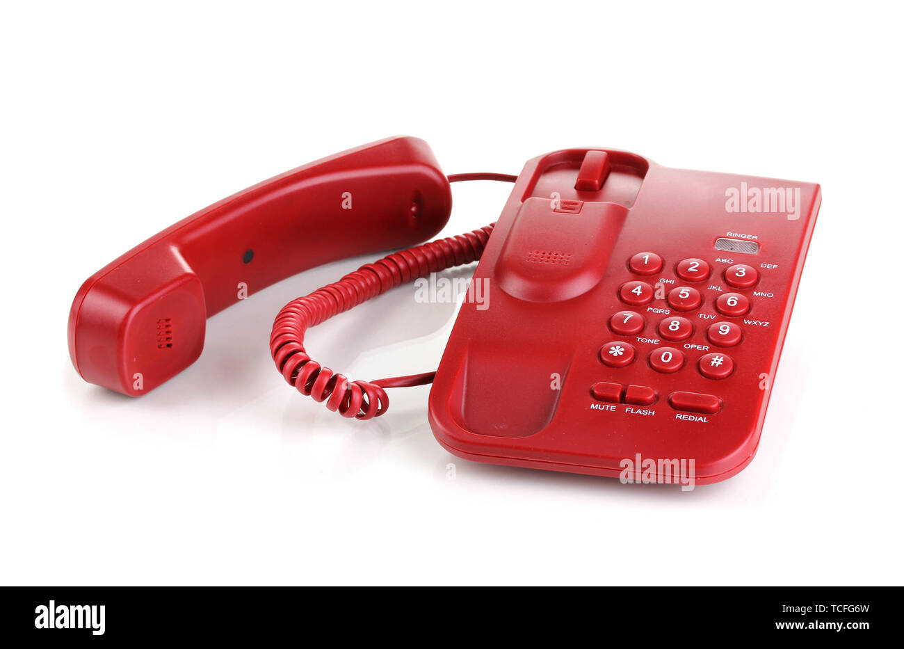Red phone isolated on white Stock Photo - Alamy