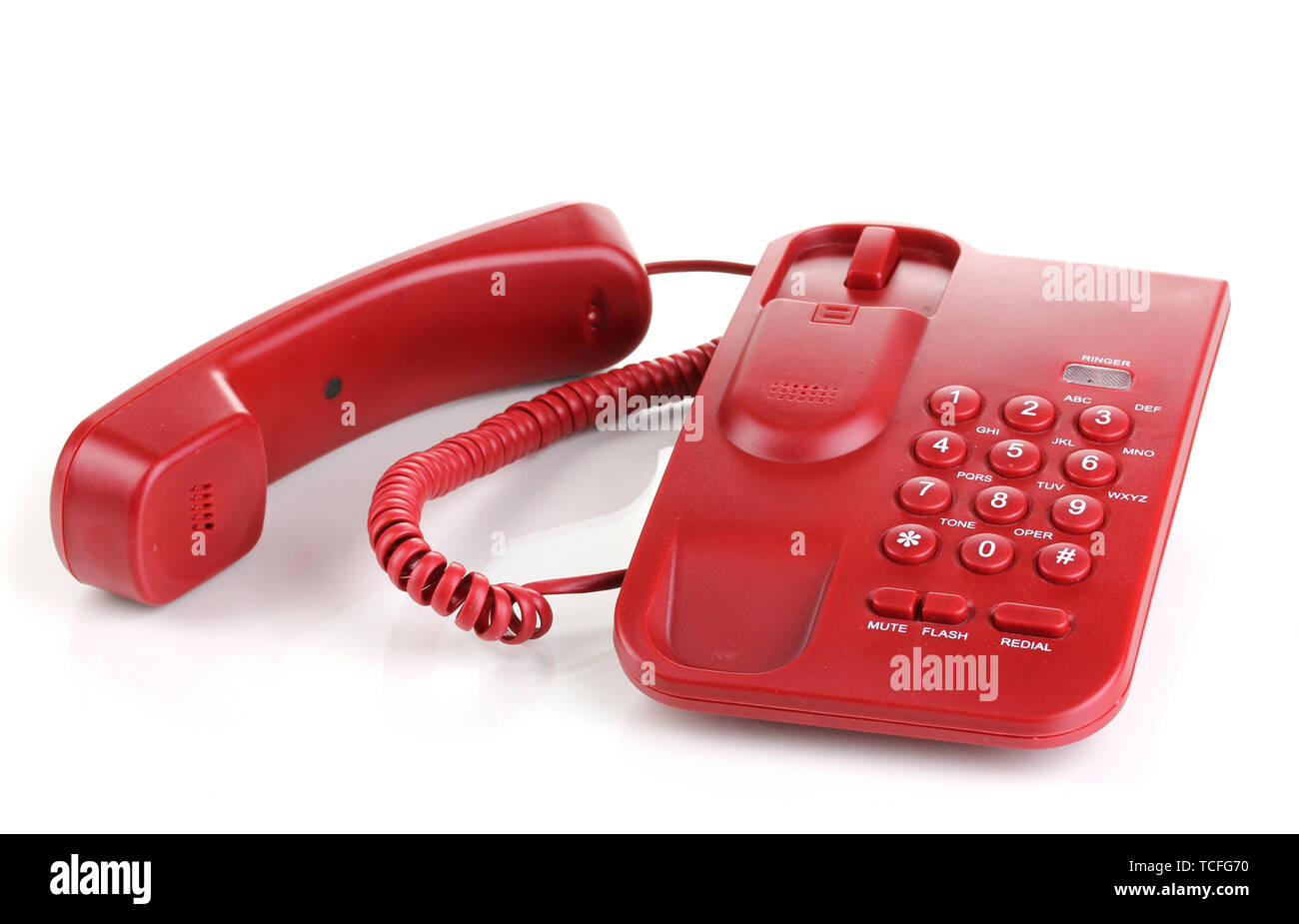 Red phone isolated on white Stock Photo - Alamy