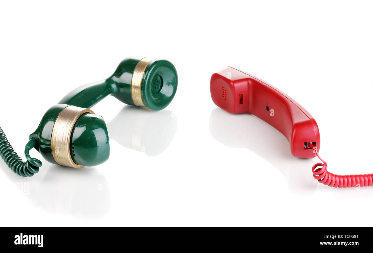 Handsets of old and modern phones isolated on white Stock Photo - Alamy