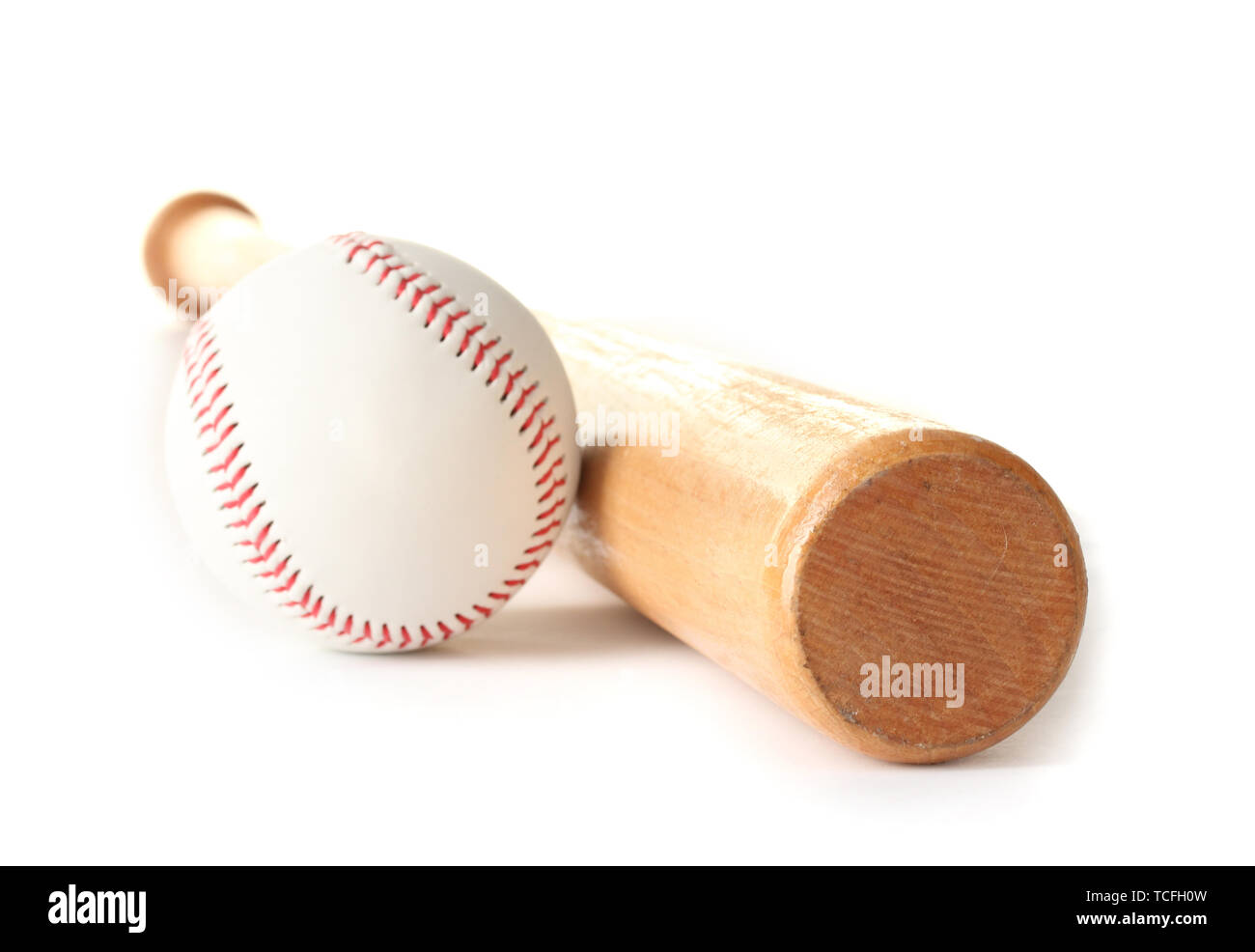baseball ball and bat isolated on white Stock Photo - Alamy