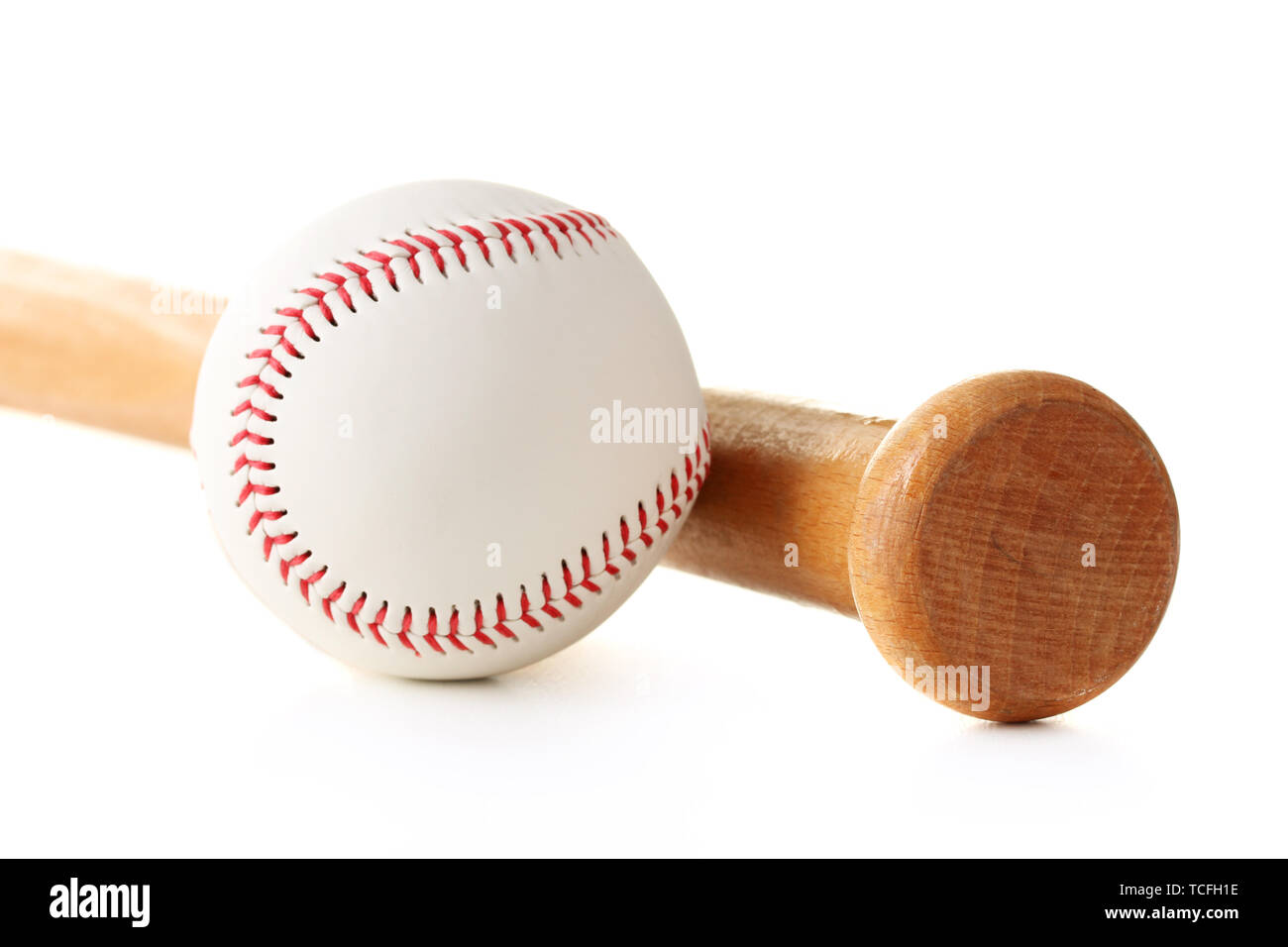 baseball ball and bat isolated on white Stock Photo - Alamy