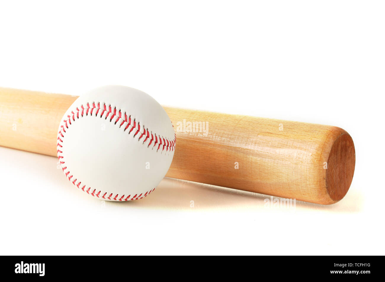 baseball ball and bat isolated on white Stock Photo - Alamy