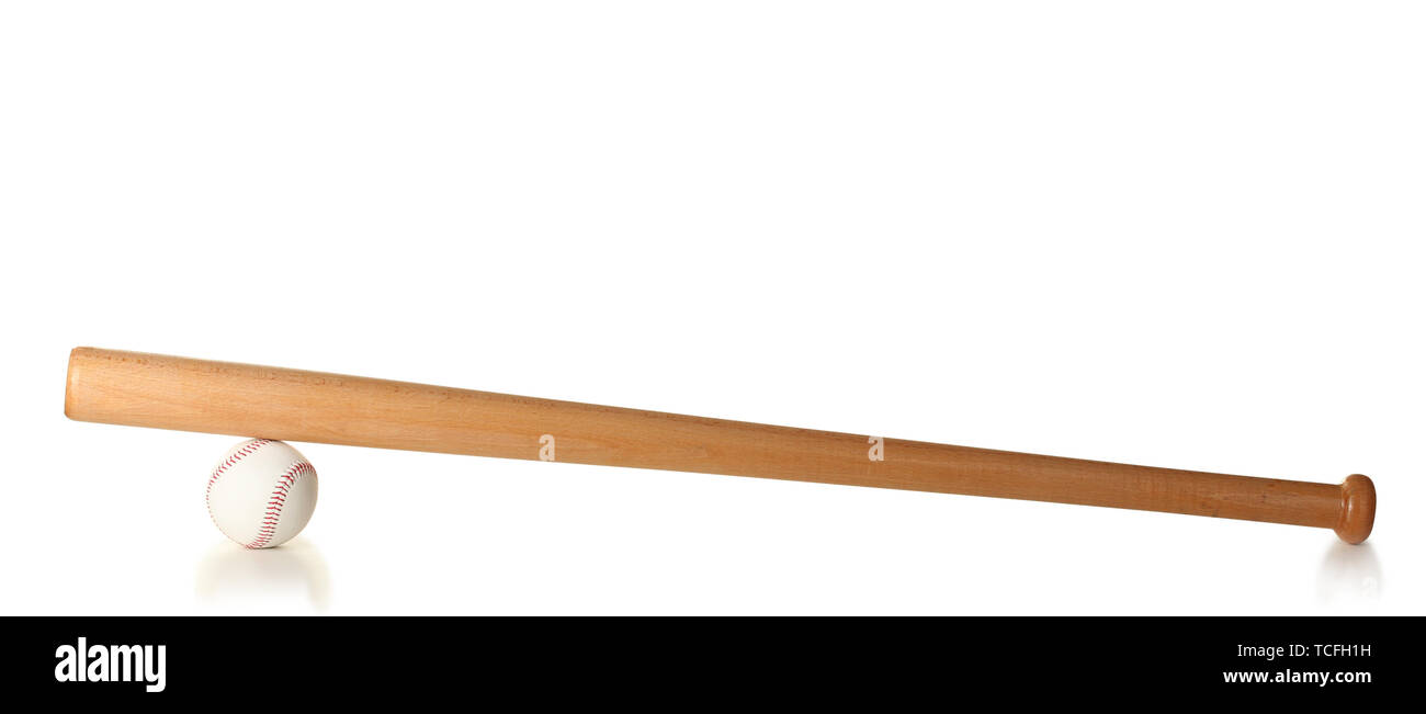 baseball ball and bat isolated on white Stock Photo - Alamy