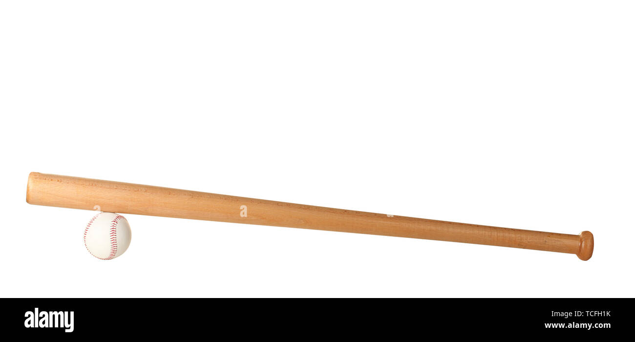 baseball ball and bat isolated on white Stock Photo - Alamy