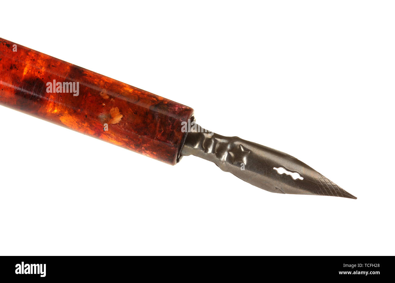 old ink pen isolated on white Stock Photo - Alamy