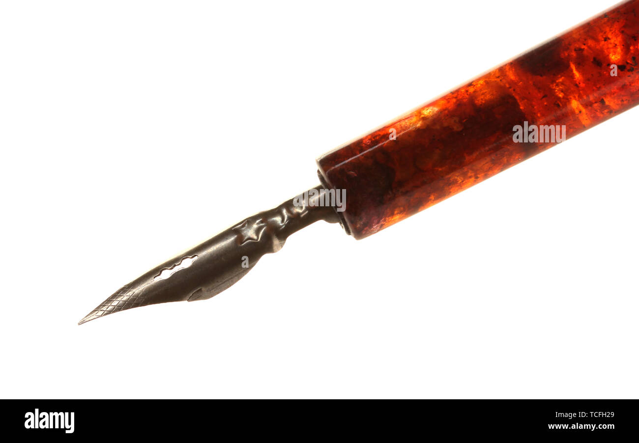 old ink pen isolated on white Stock Photo - Alamy