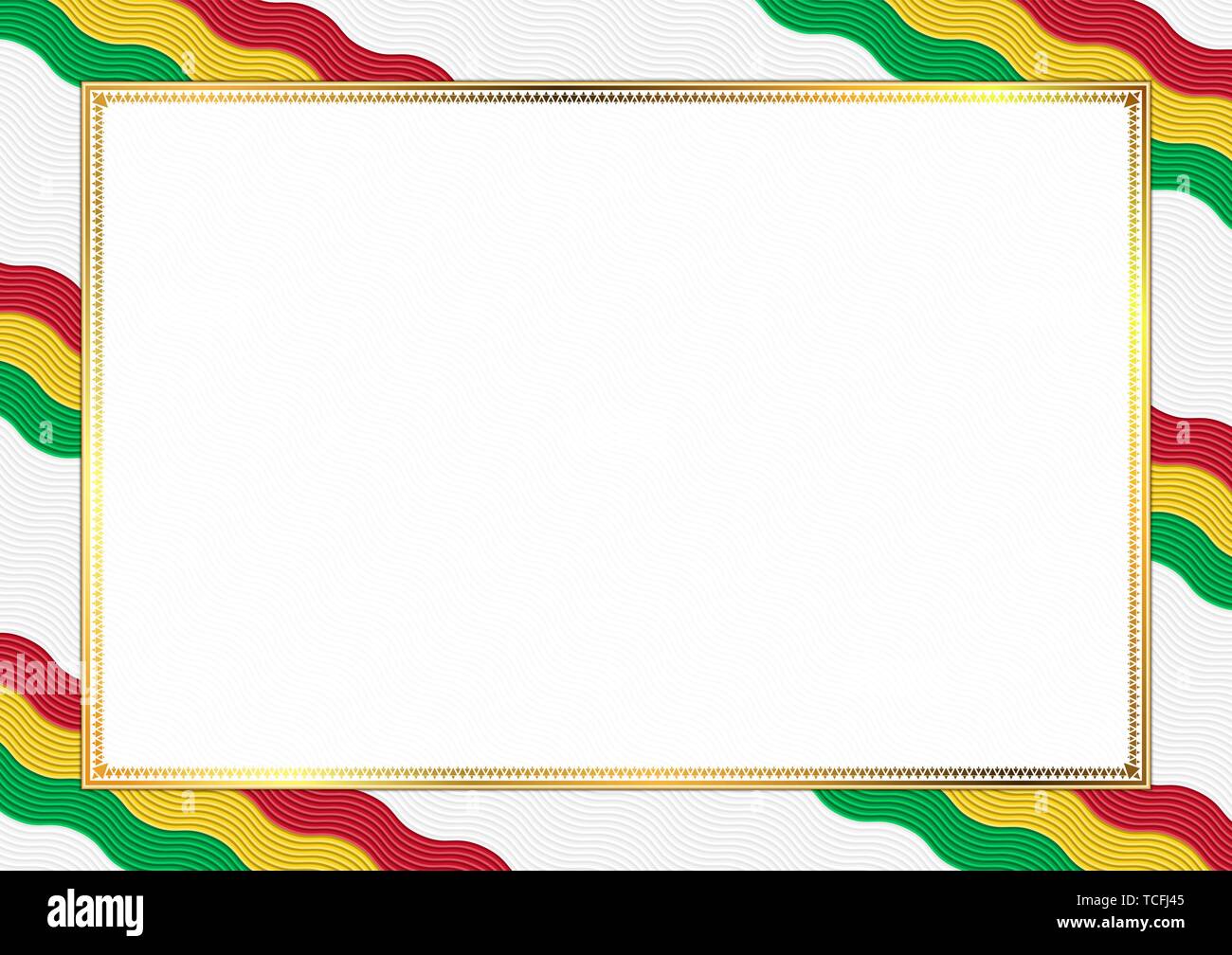 Border made with Guyana national colors. Template elements for your certificate and diploma ...
