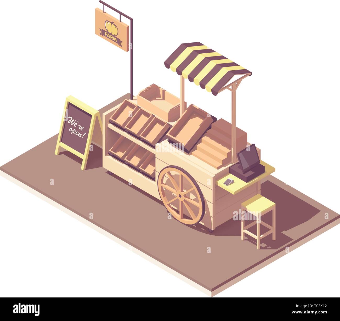 Wooden crate organic fruits Stock Vector Images - Alamy