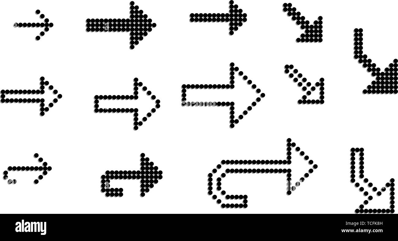 Set of 13 black vector dot arrows with 3d effect Stock Vector Image ...