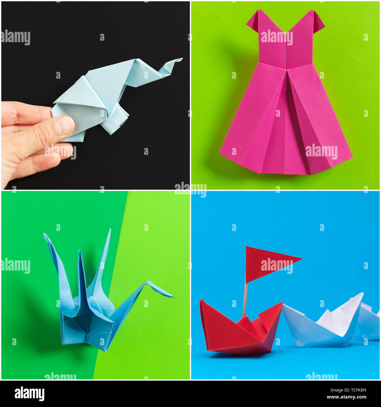 Collage of different origami papers Stock Photo - Alamy