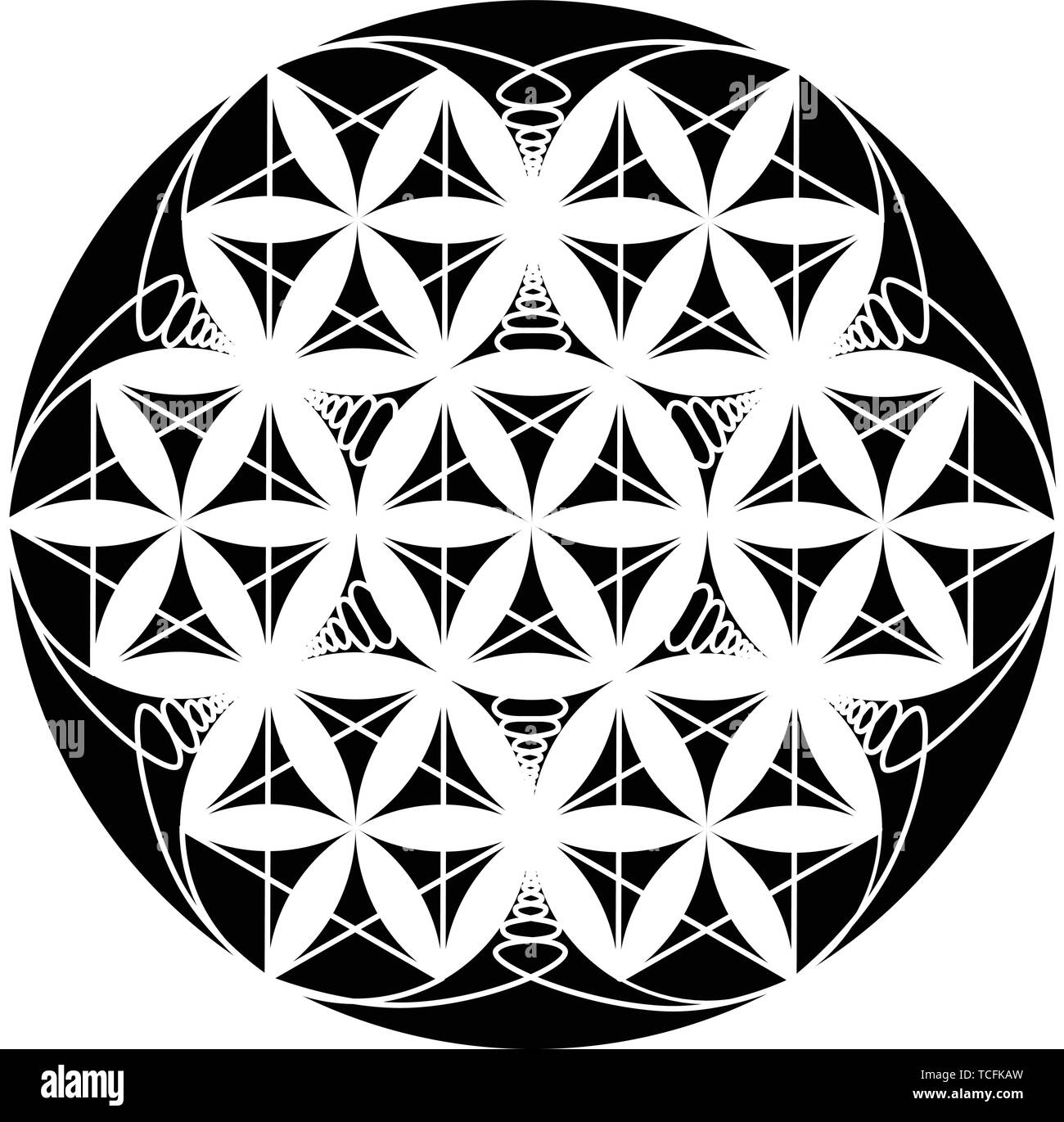 Flower of life sacred geometry Black and White Stock Photos & Images ...