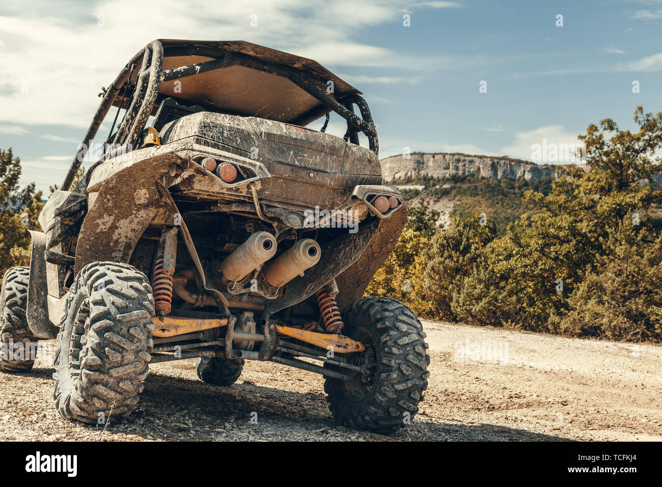 Close-up tail view of ATV quad bike Stock Photo - Alamy