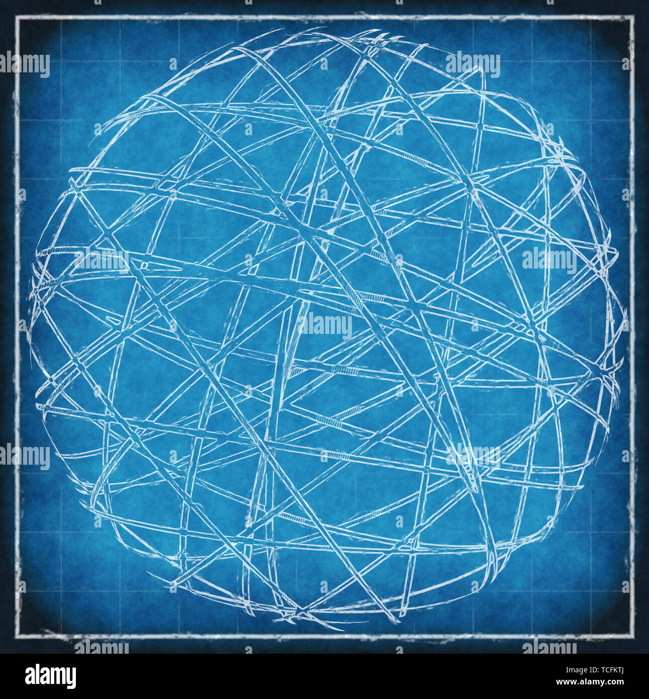 Abstract white sphere from lines on blue vintage background Stock Photo ...