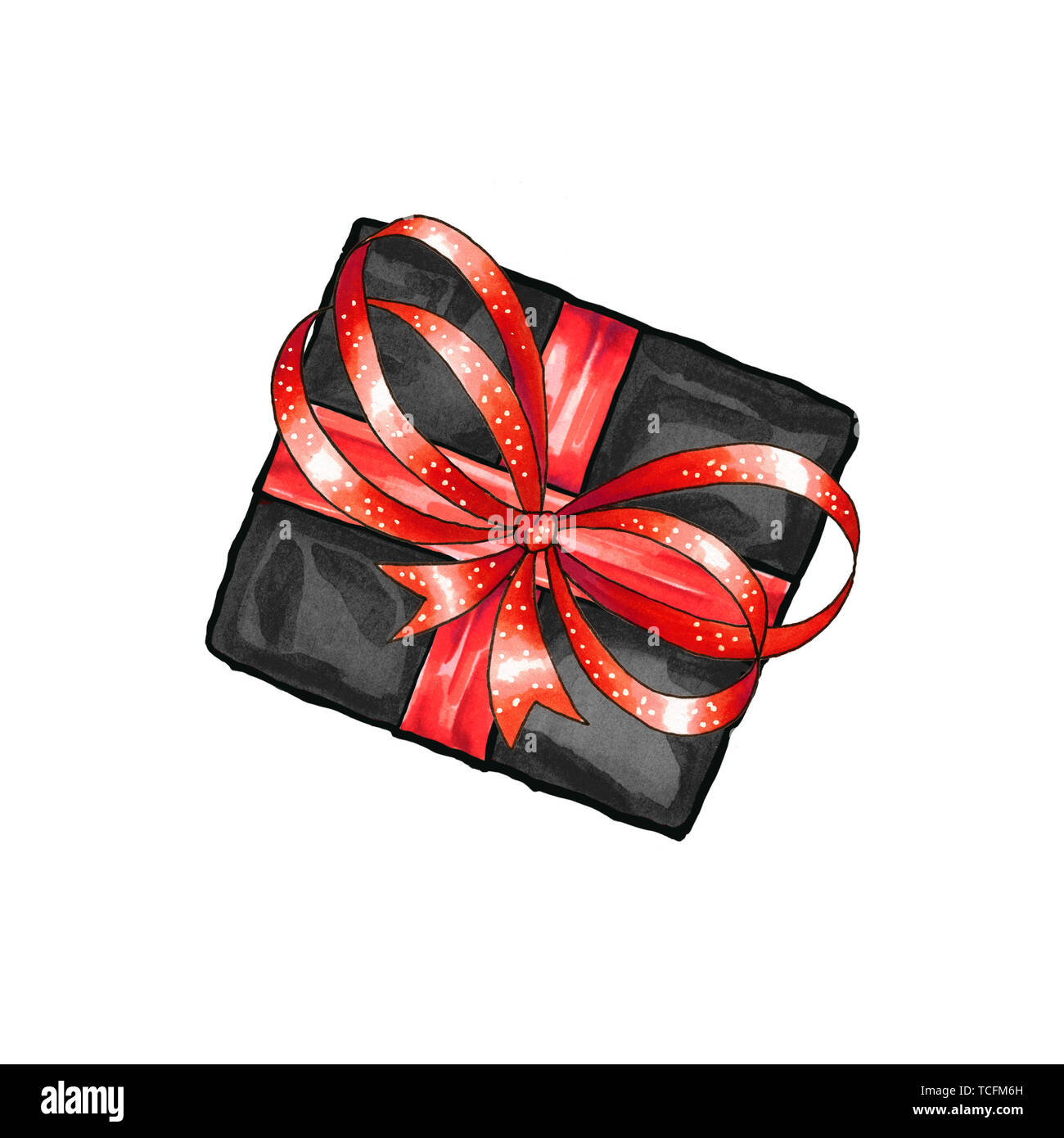 Doodle gift box bow Cut Out Stock Images & Pictures - Alamy