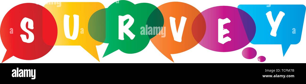 Survey in letters written in different colored and different shaped ...