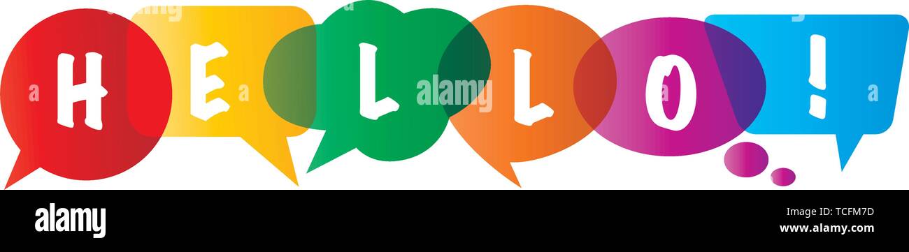 The word Hello in different colored speech bubbles vector illustration ...