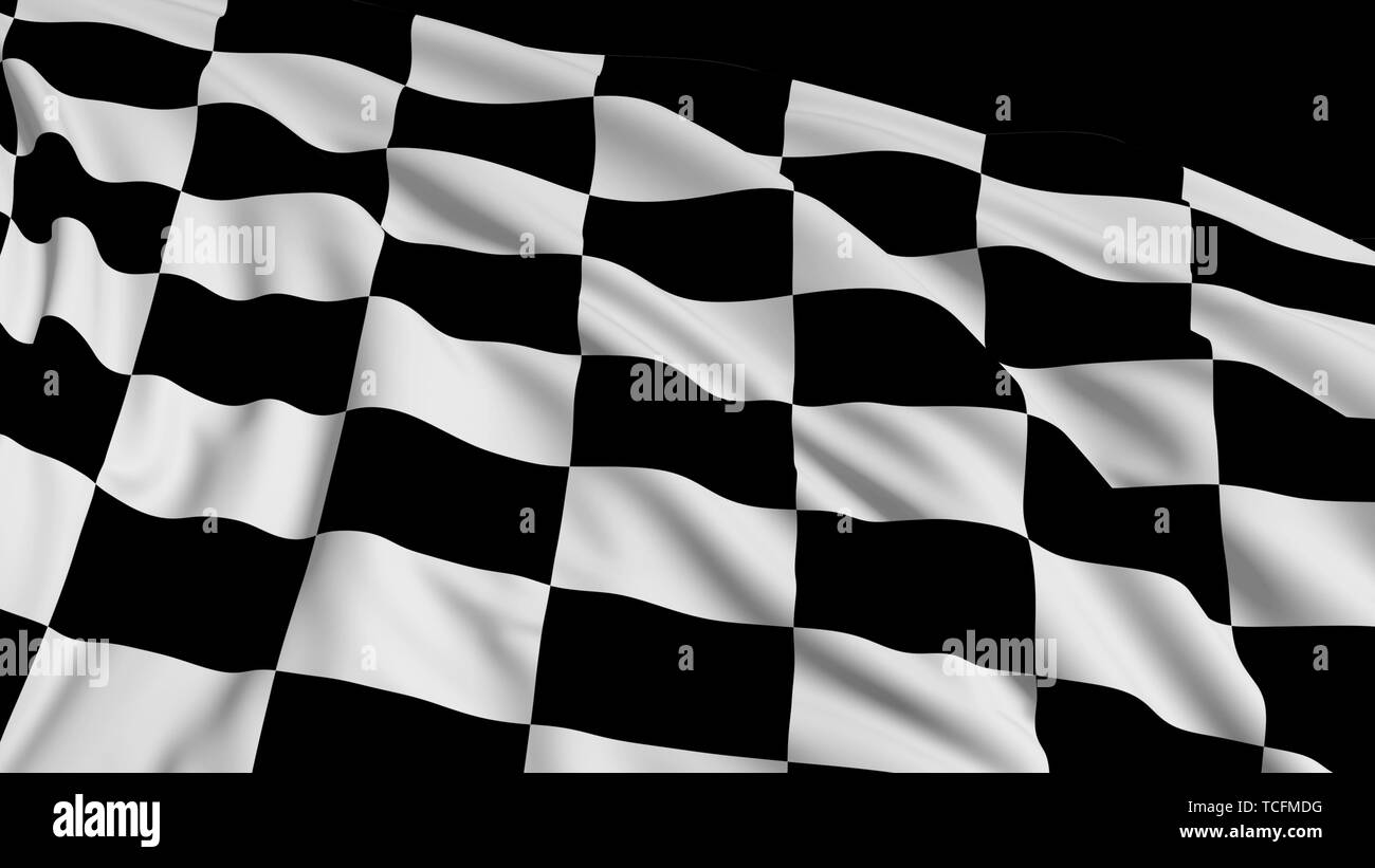 3D rendering of checkered flag. The fabric develops smoothly in the ...