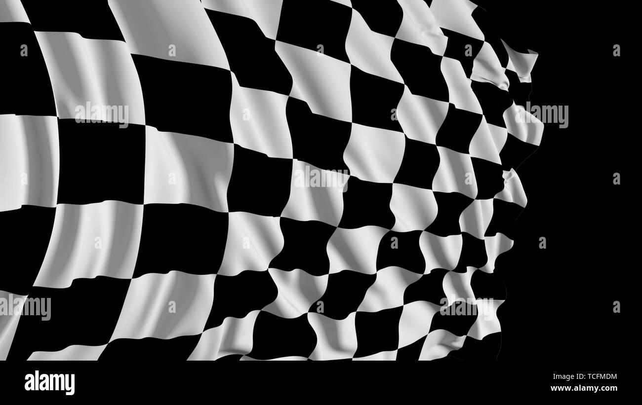 3D rendering of checkered flag. The fabric develops smoothly in the ...