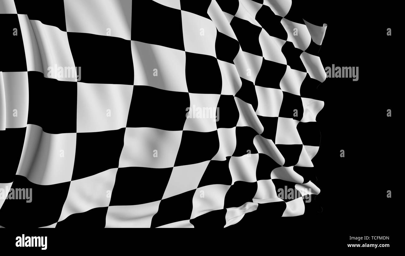 3D rendering of checkered flag. The fabric develops smoothly in the ...