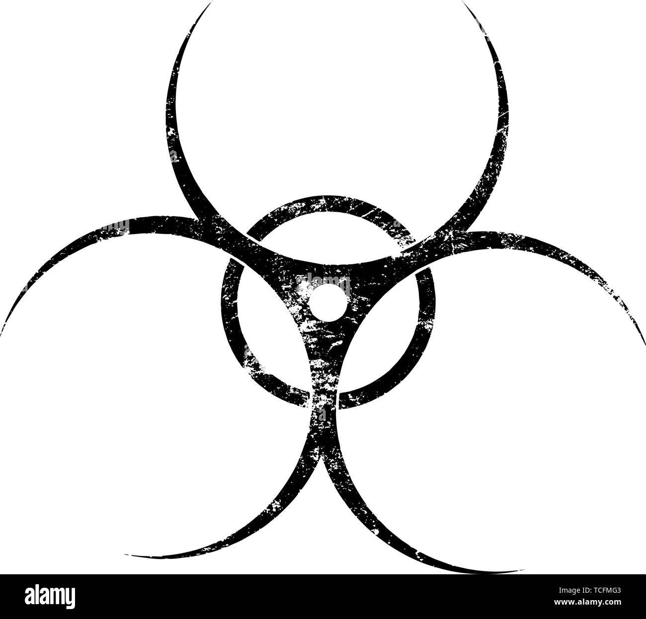 Vector illustration of grunge black biohazard warning sign painted on ...