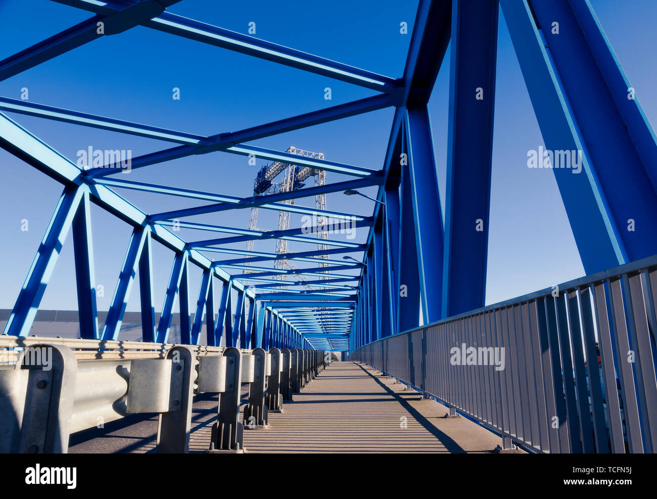 modern bridge construction and road going through the bridge Stock ...