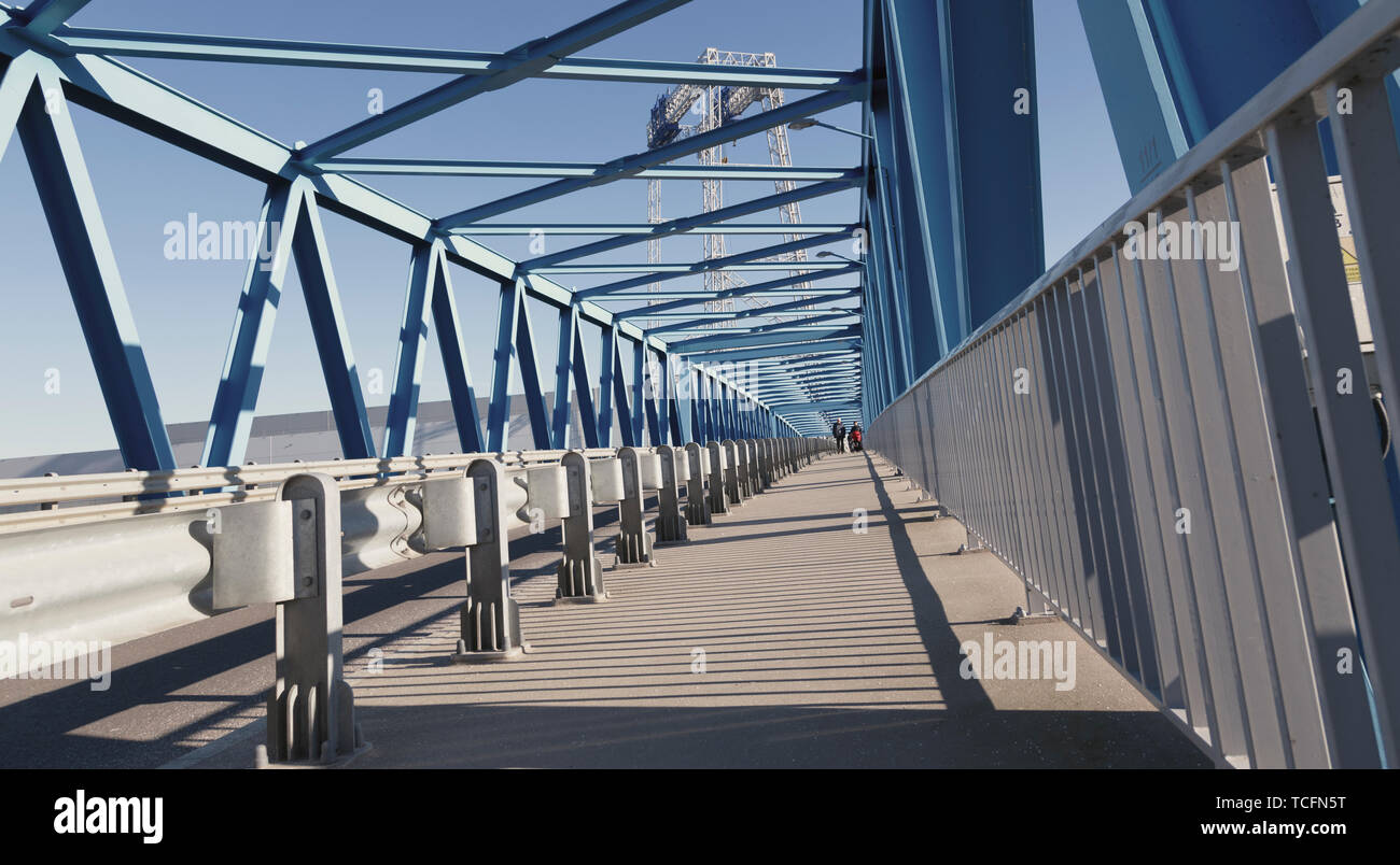 modern bridge construction and road going through the bridge Stock ...