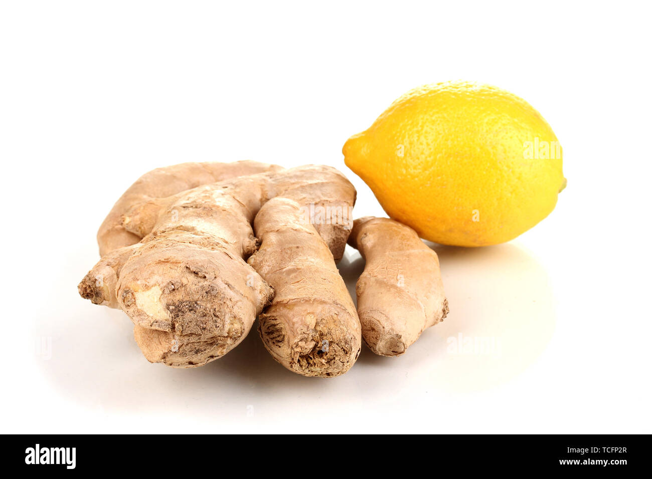 Ginger with lemon isolated on white Stock Photo - Alamy