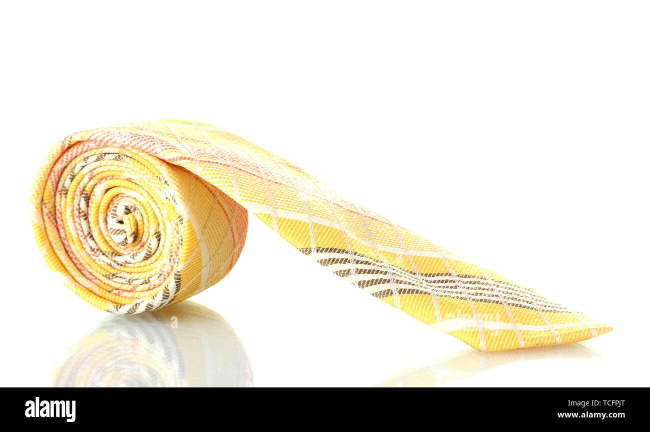 Blue rolled tie isolated on white Stock Photo - Alamy