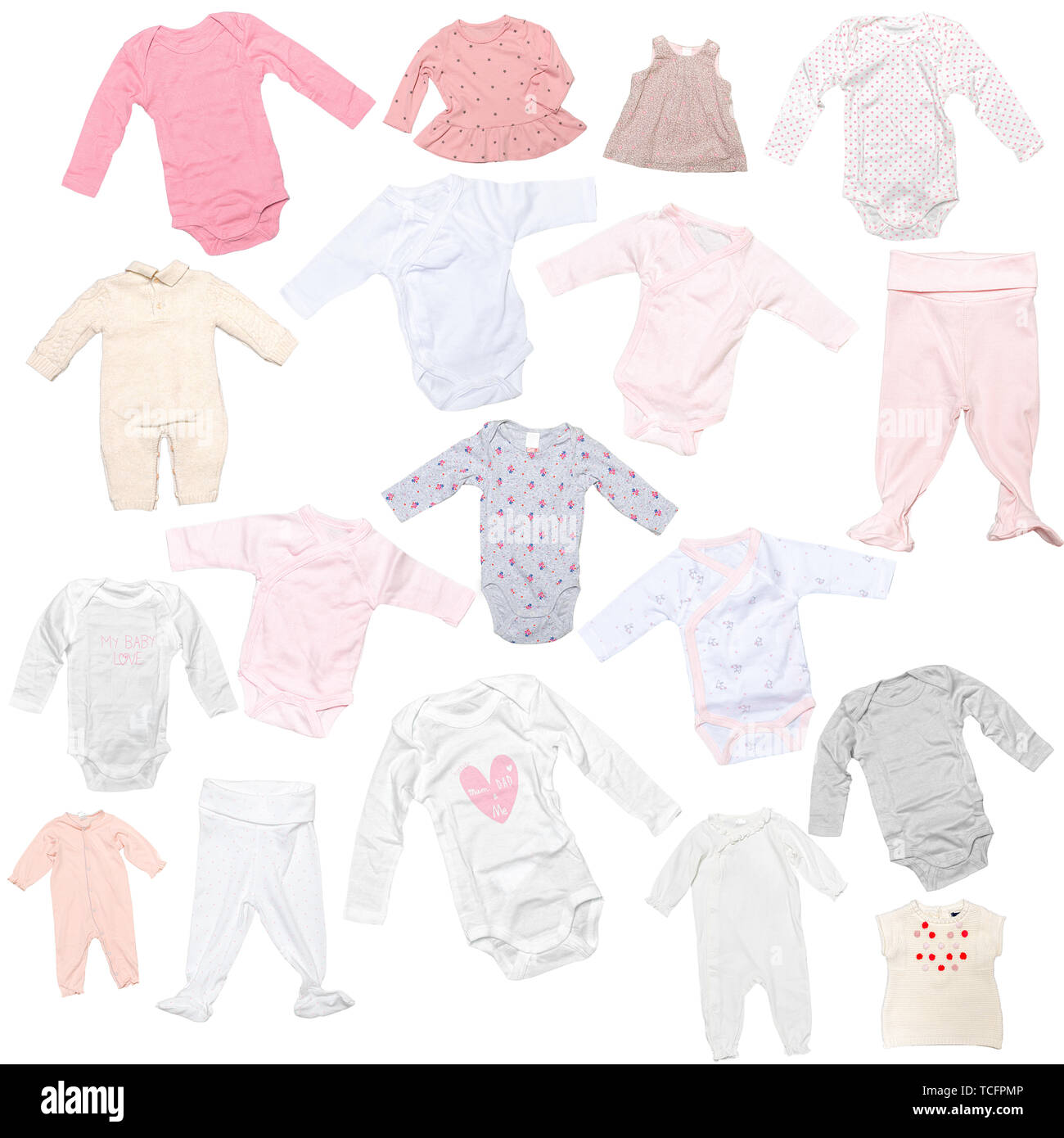 Collection of children's clothes on a white background Stock Photo - Alamy