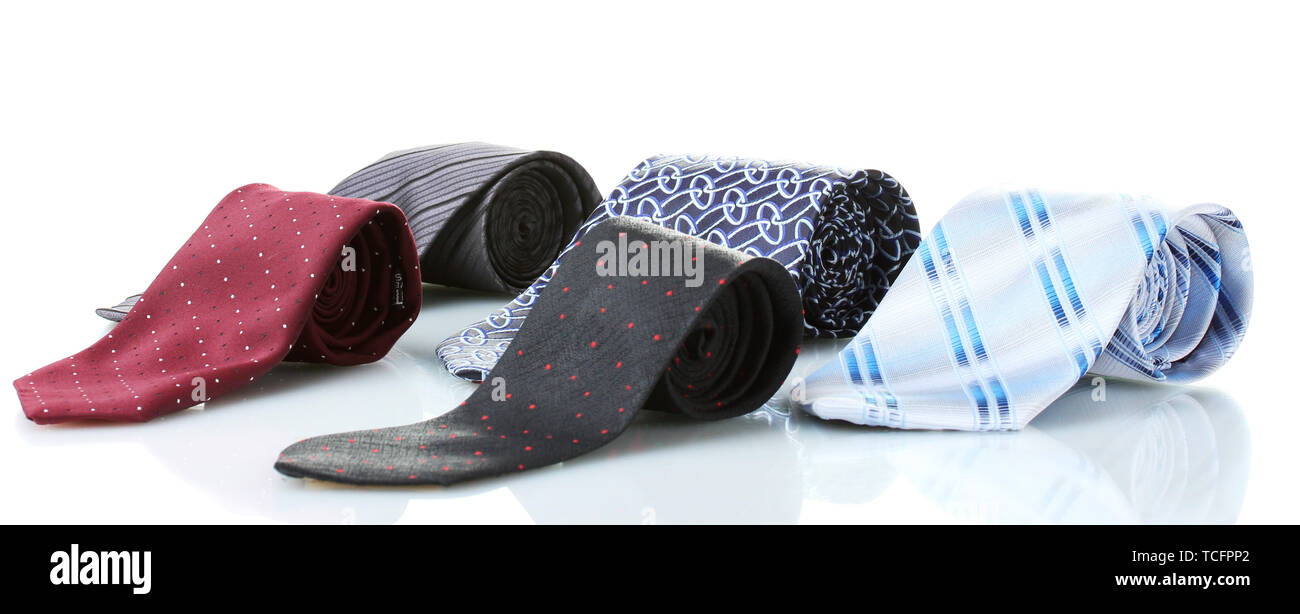 bright rolled ties isolated on white Stock Photo - Alamy