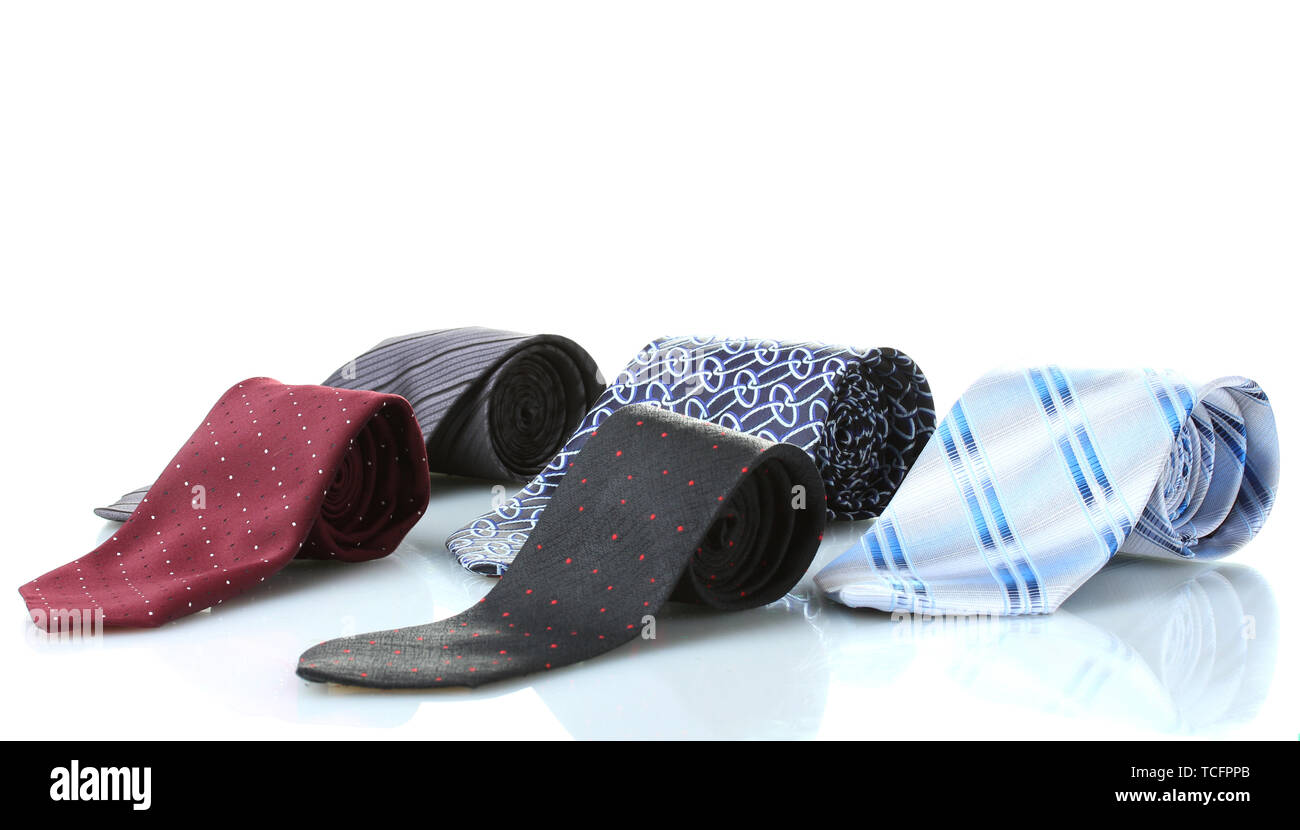 bright rolled ties isolated on white Stock Photo - Alamy