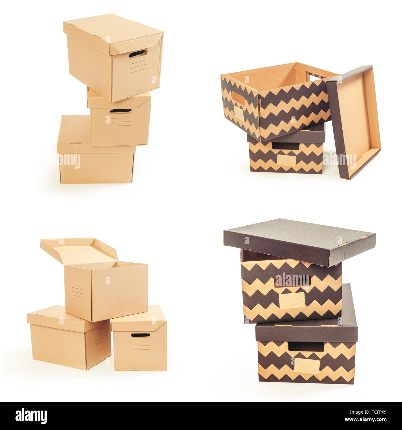 Cardboard boxes isolated Stock Photo - Alamy