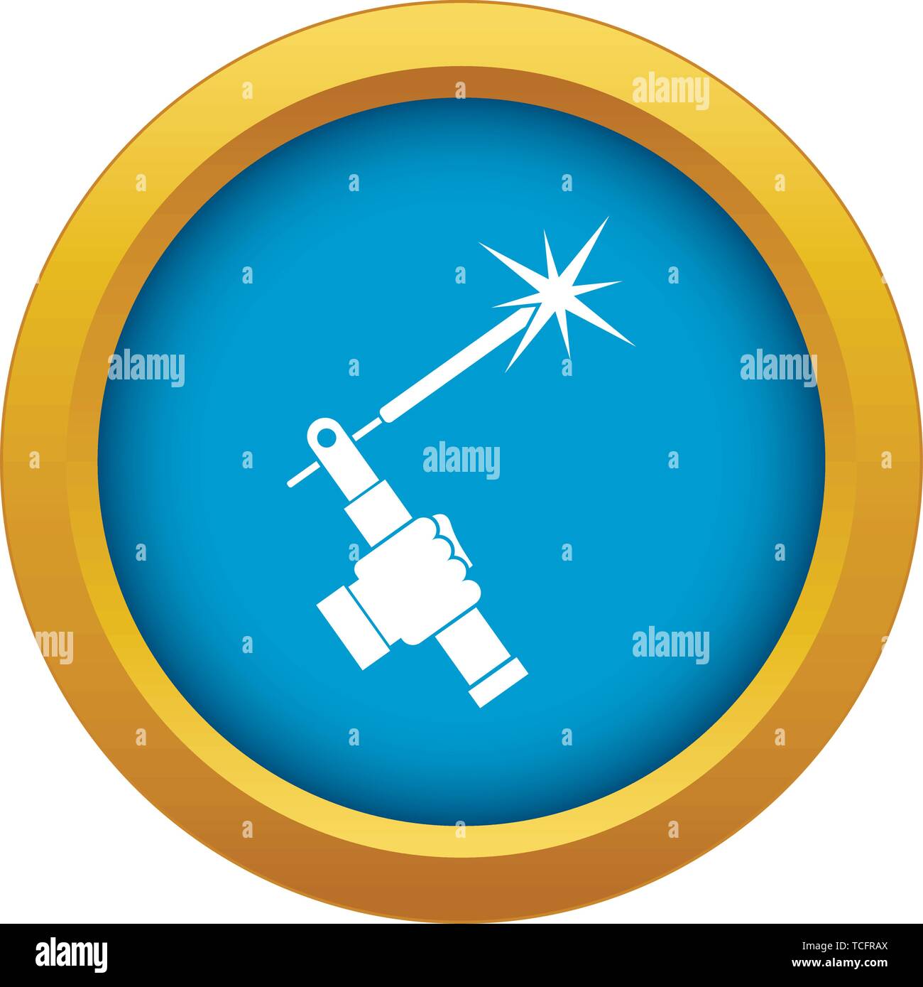 Mig welding torch in hand icon blue vector isolated Stock Vector Image ...