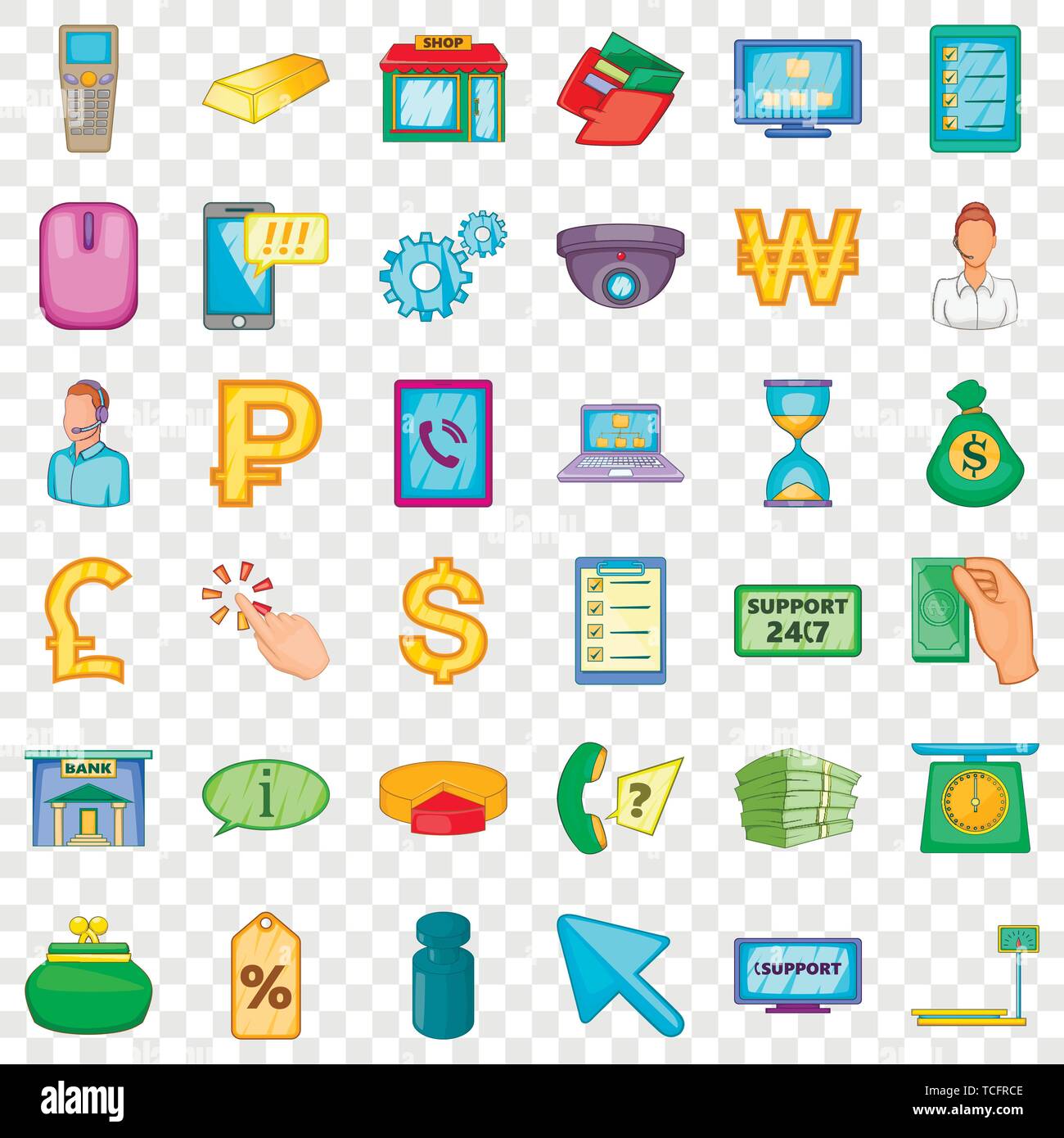 Finance icons set, cartoon style Stock Vector Image & Art - Alamy