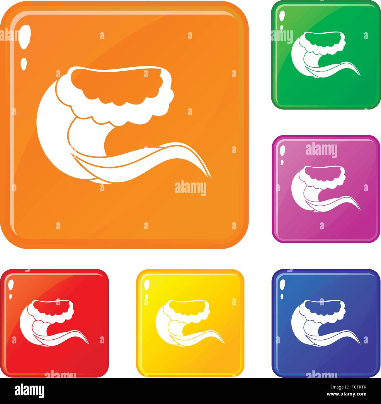 Curling and cracking wave icons set vector color Stock Vector Image ...