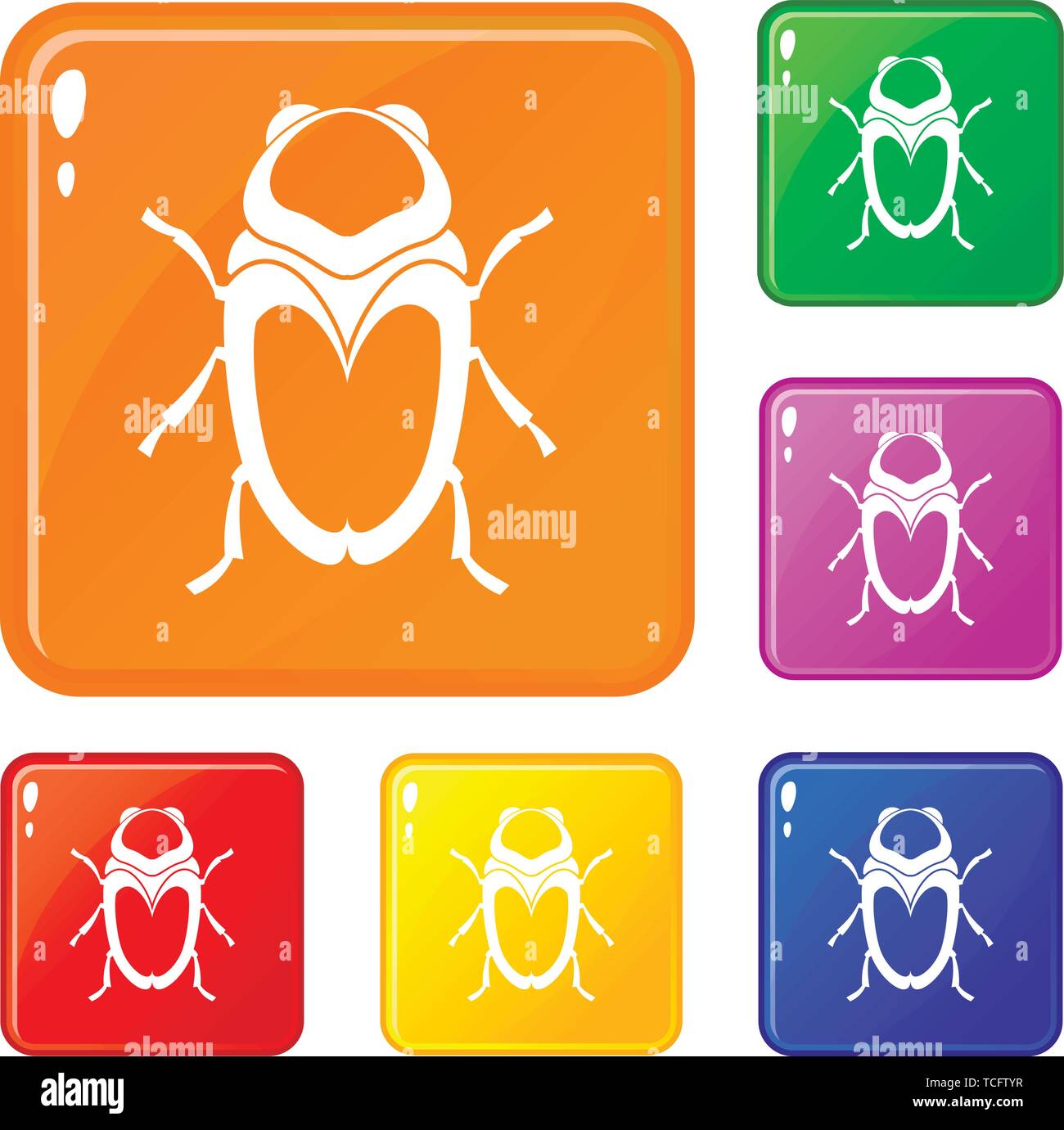 Scarab beetle icons set vector color Stock Vector Image & Art - Alamy