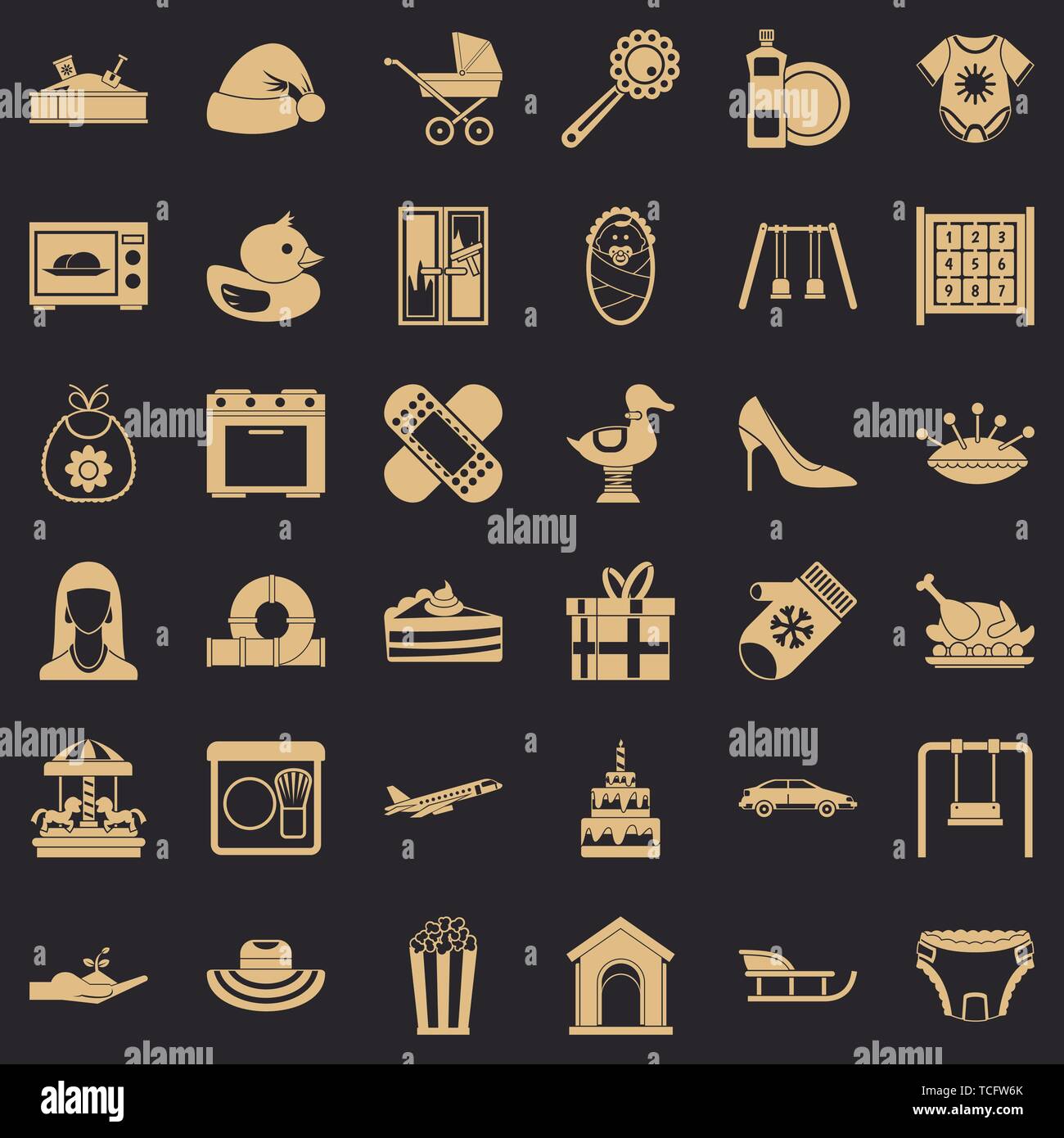 Bring up children icons set, simple style Stock Vector Image & Art - Alamy