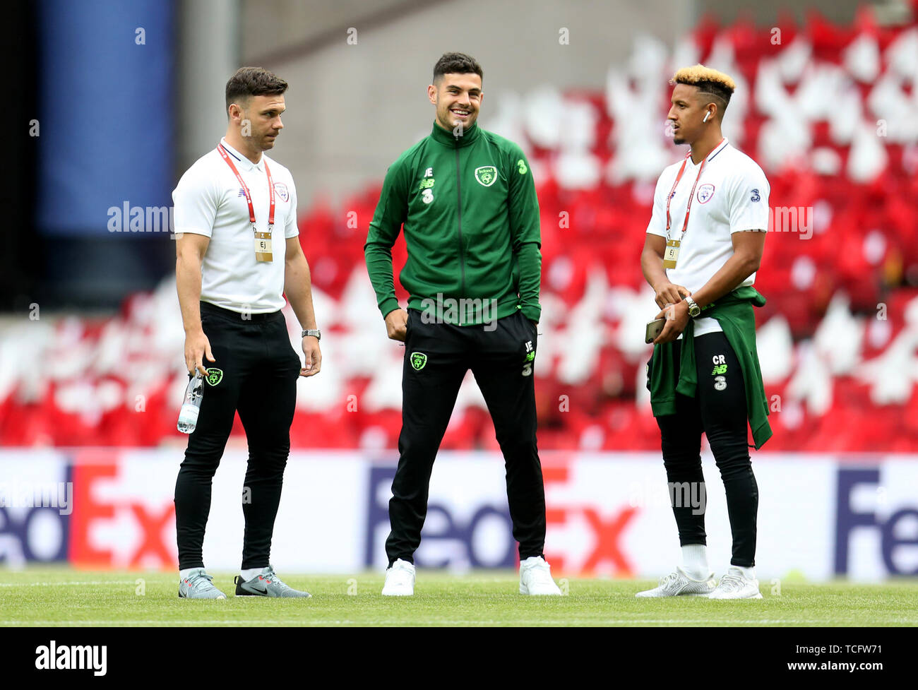 Republic of Ireland's John Egan (centre), Callum Robinson (right) and ...