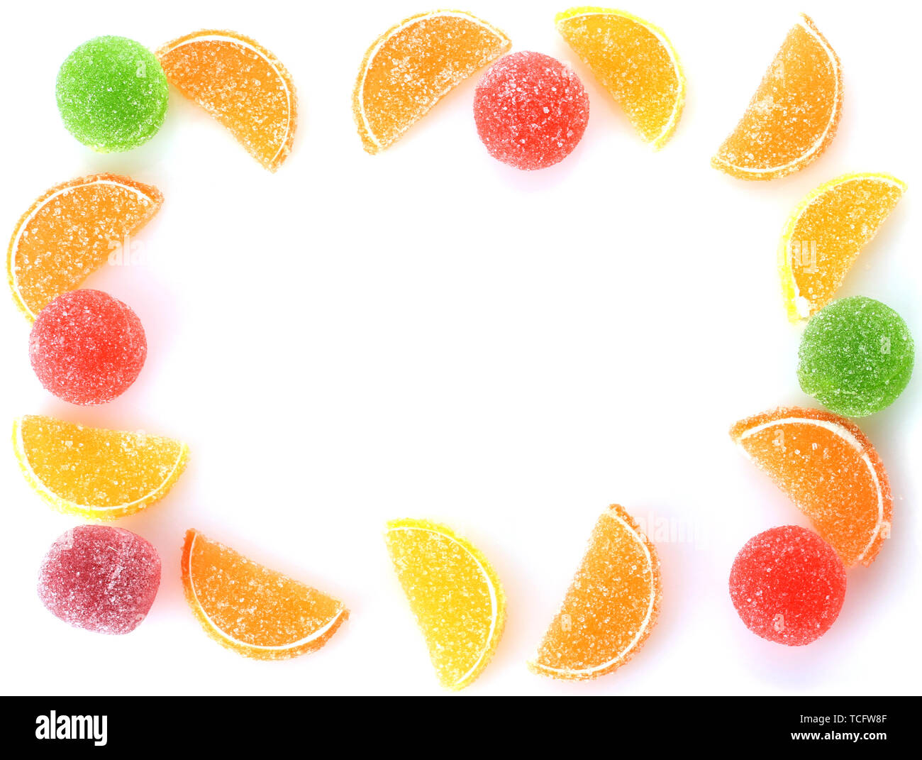 frame of colorful jelly candies isolated on white Stock Photo - Alamy