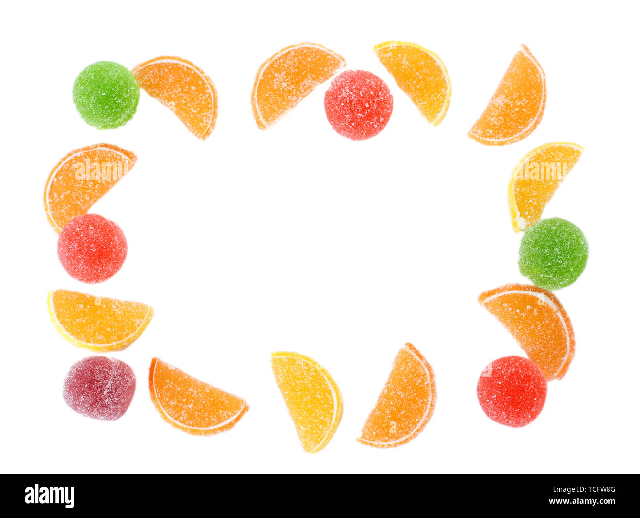 frame of colorful jelly candies isolated on white Stock Photo - Alamy