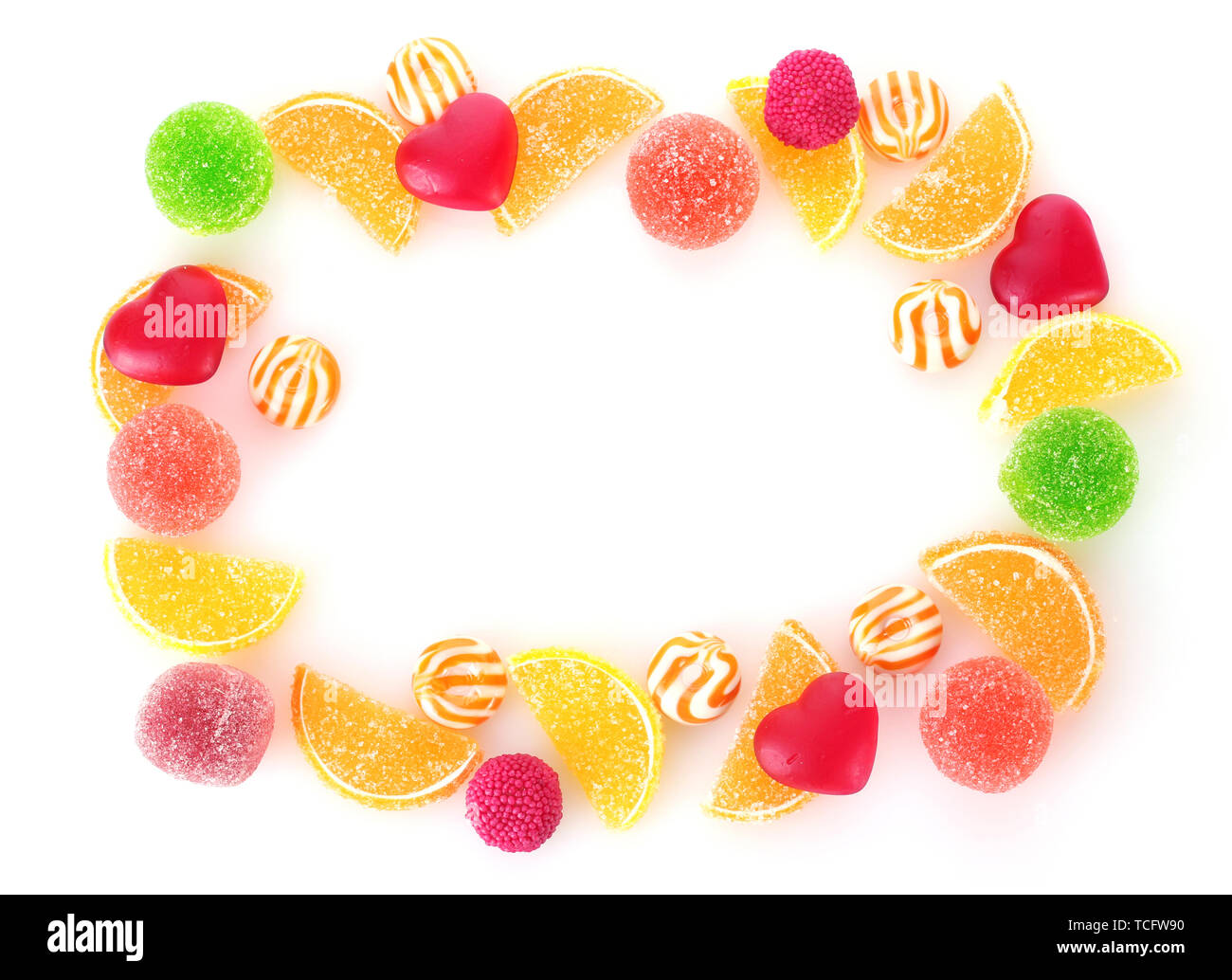 frame of colorful jelly candies isolated on white Stock Photo - Alamy