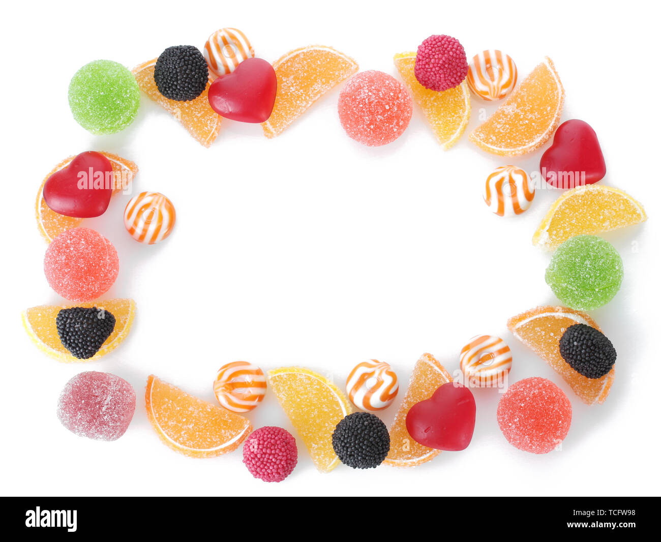 frame of colorful jelly candies isolated on white Stock Photo - Alamy